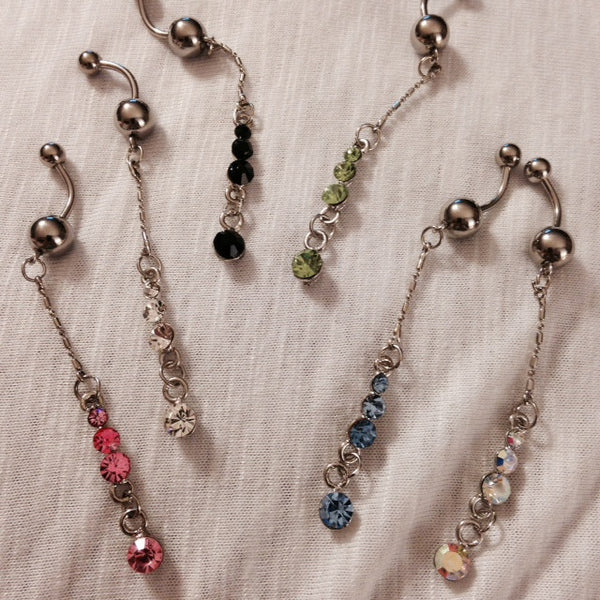 Body Piercing for Belly w/ Rhinestone Circles – All That Glitters